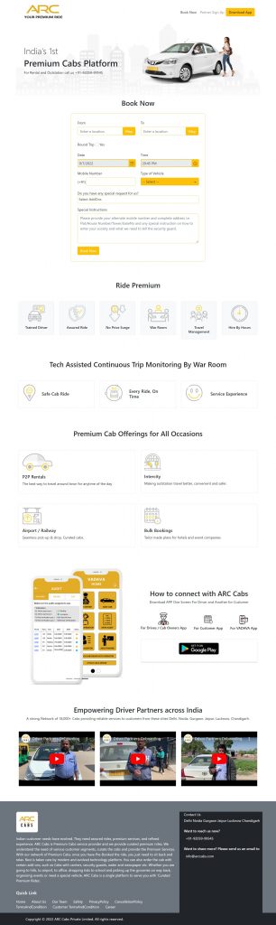 Work Portfolio | Arc Cabs Website Design - Bkarma Marketing - Business Karma Marketing